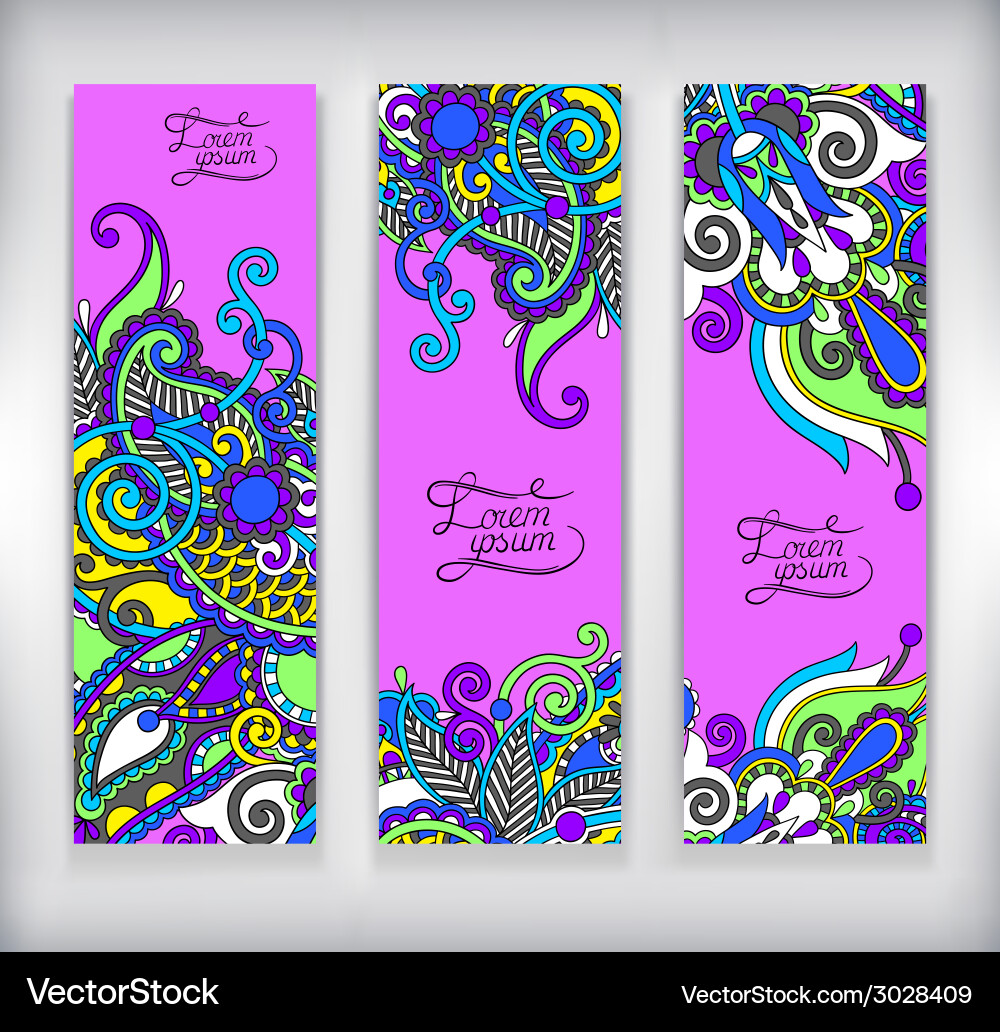 Set of decorative flower template banner card web Vector Image