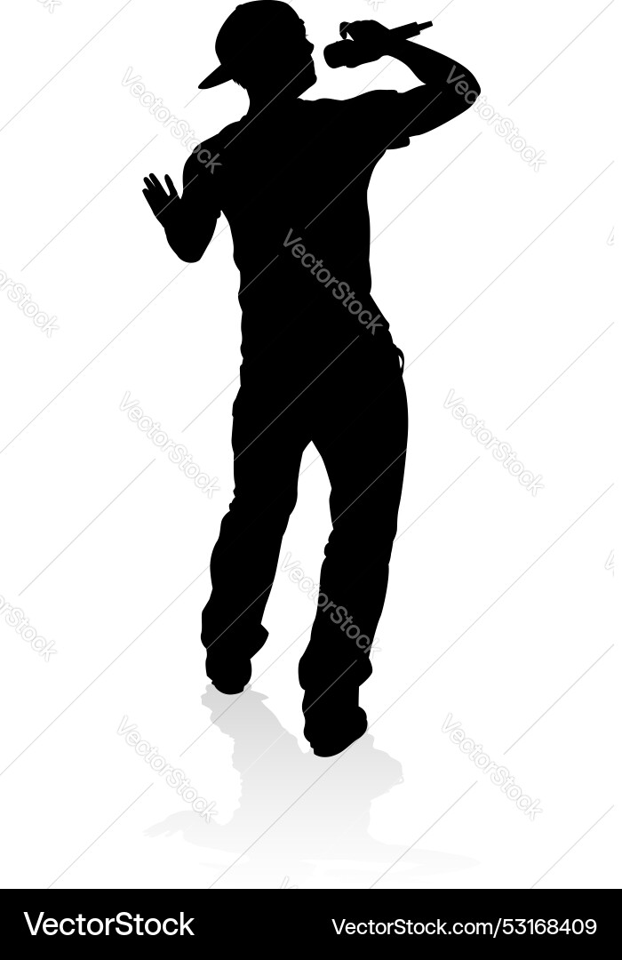 Singer pop country or rock star silhouette Vector Image