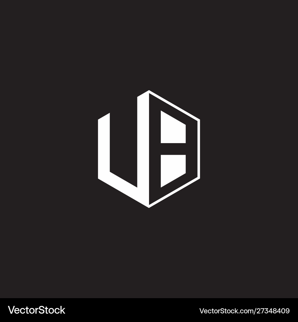 Ub logo monogram hexagon with black background Vector Image