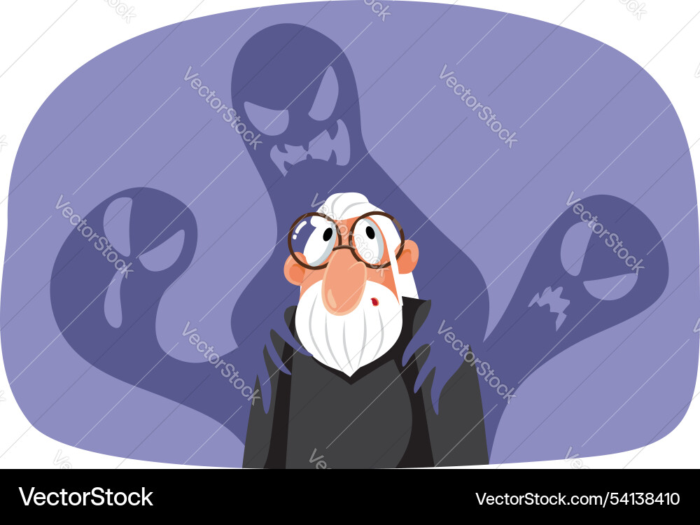 Anguished man feeling terrified cartoon character Vector Image