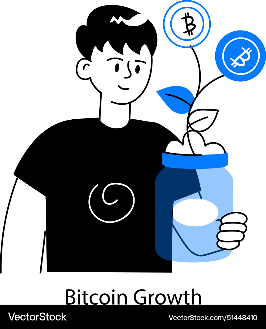 Bitcoin growth Royalty Free Vector Image - VectorStock