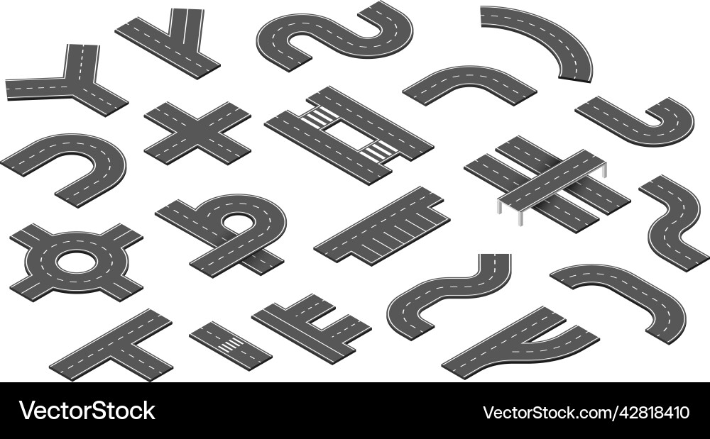 Isometric Road Construction Kit Royalty Free Vector Image