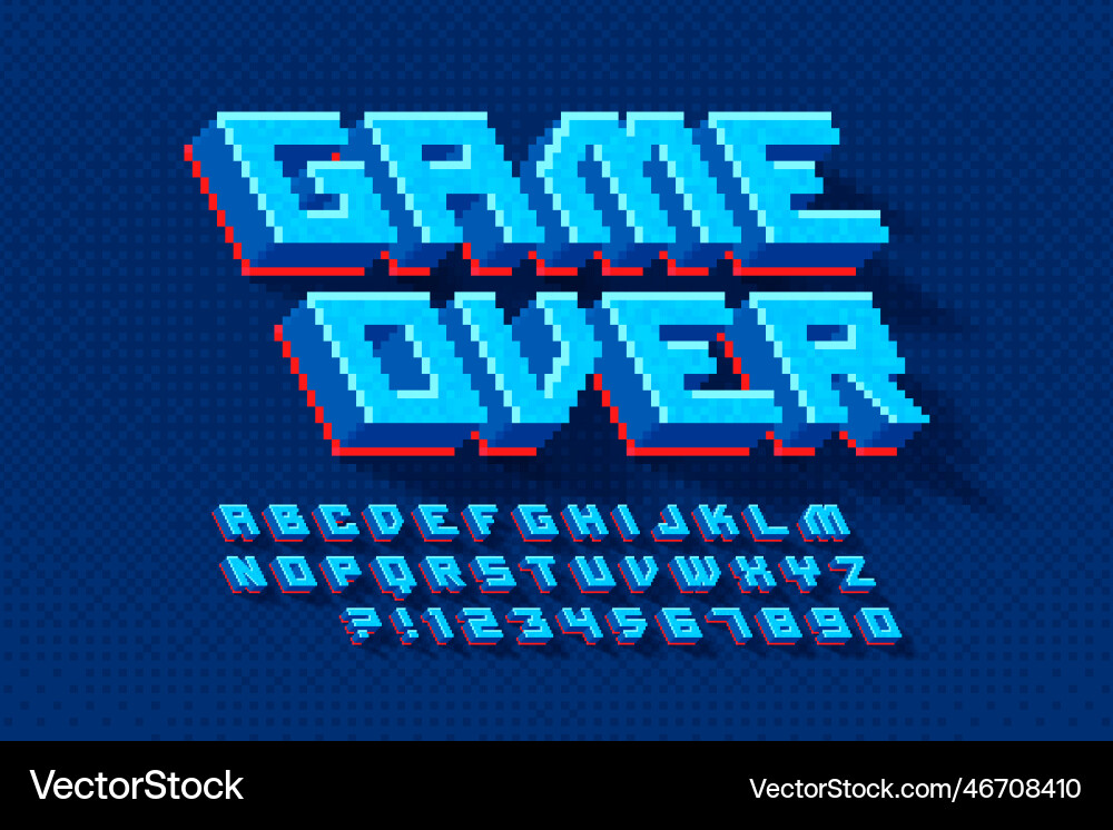 Pixel alphabet design stylized like in 8 Vector Image