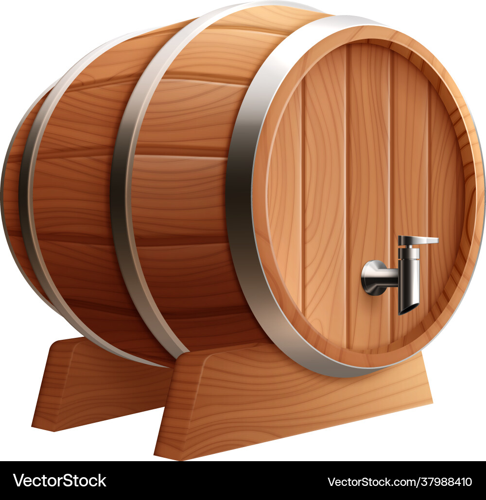 Realistic wooden barrel Royalty Free Vector Image