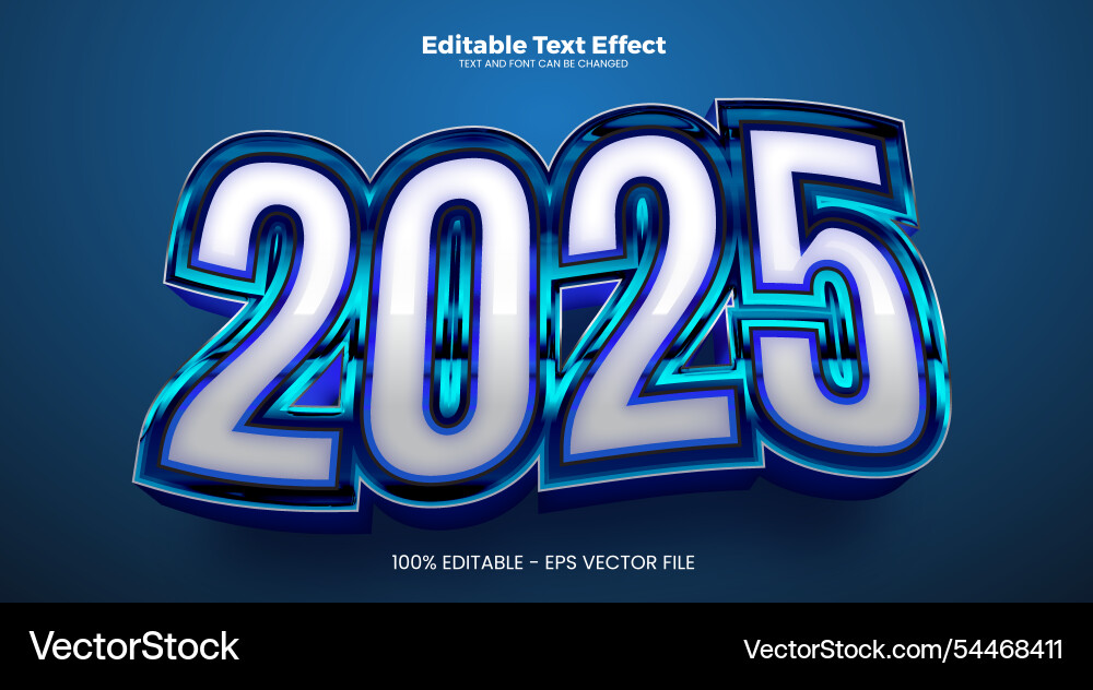 2025 new year editable text effect in modern Vector Image