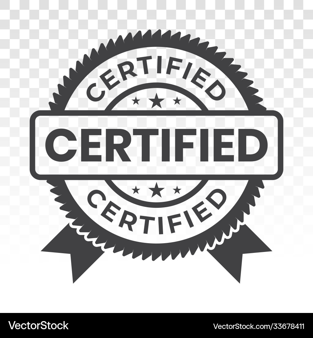 Certified stamp label flat icon for apps Vector Image