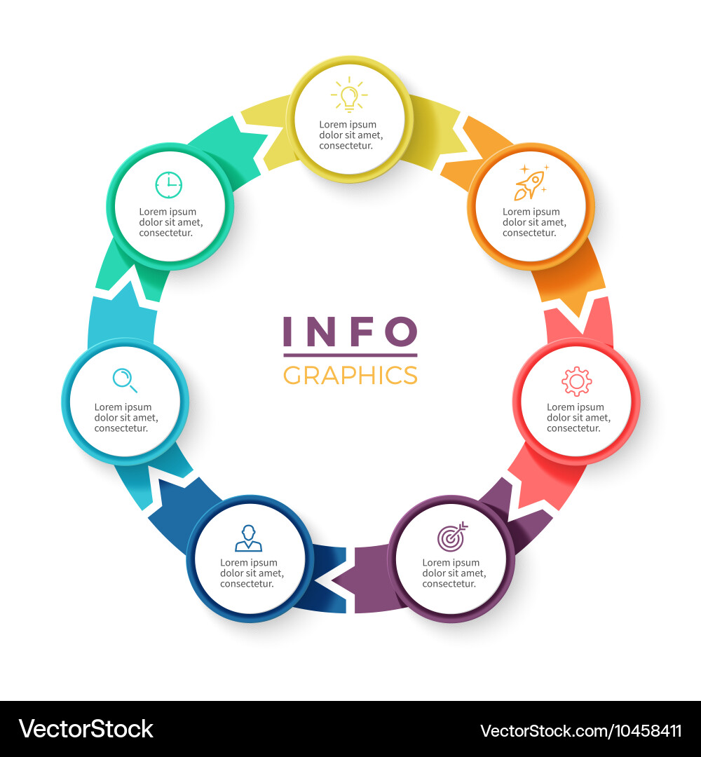Circular arrows for infographics diagram with 7 Vector Image