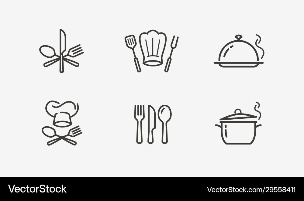 Cooking icon set culinary restaurant Royalty Free Vector