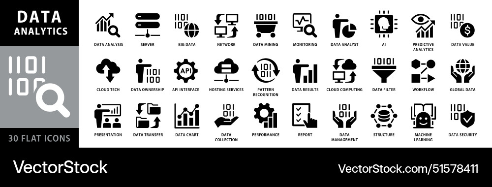 Data analytics icons symbols Royalty Free Vector Image