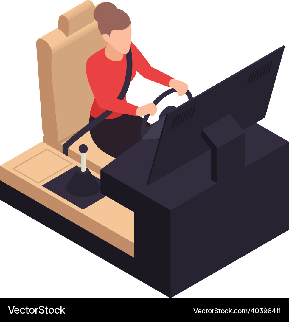 Driving school simulator composition Royalty Free Vector