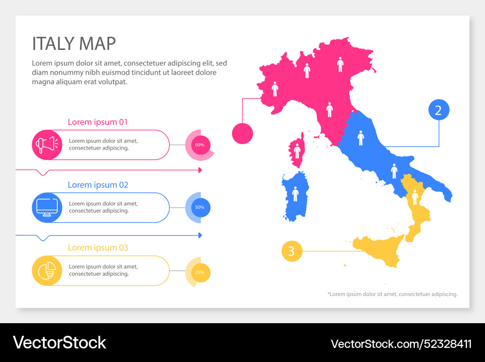Flat italy map infographic Royalty Free Vector Image