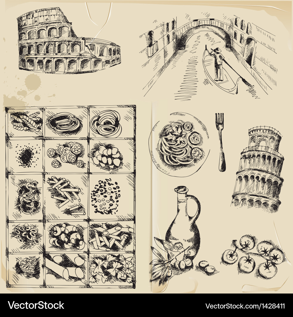 Italian Food And Elements Collection Free Vector