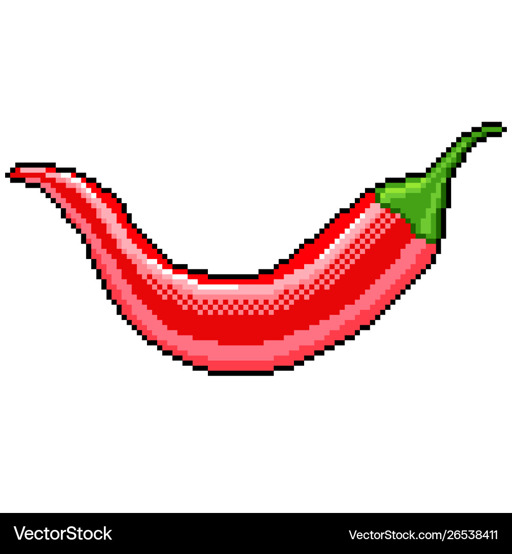 Pixel chili pepper detailed isolated Royalty Free Vector