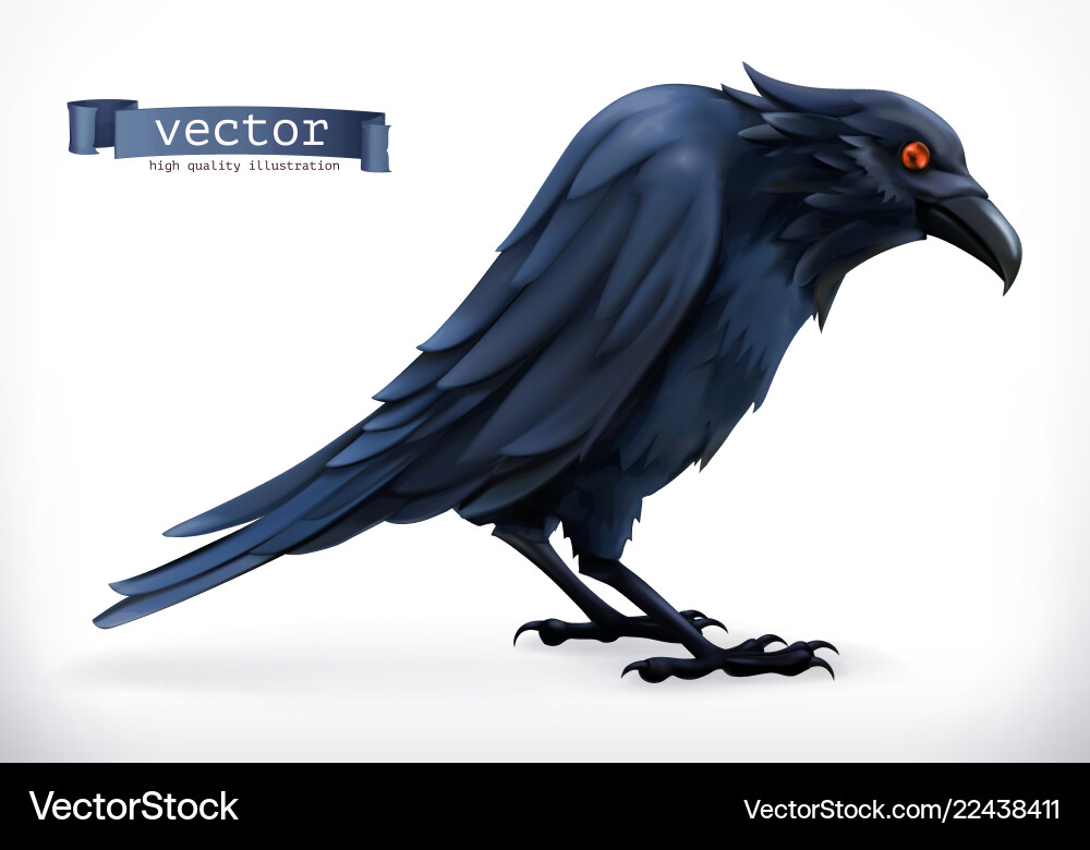 Raven happy halloween 3d icon Royalty Free Vector Image