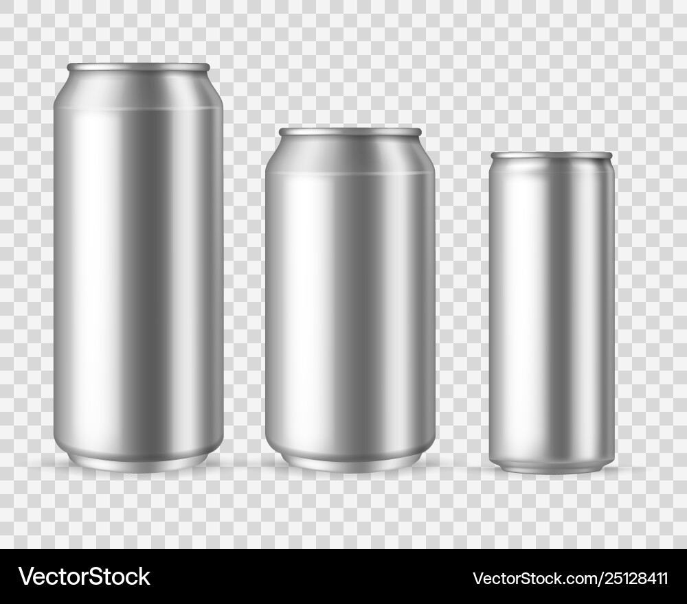Realistic aluminum cans blank metallic can drink Vector Image