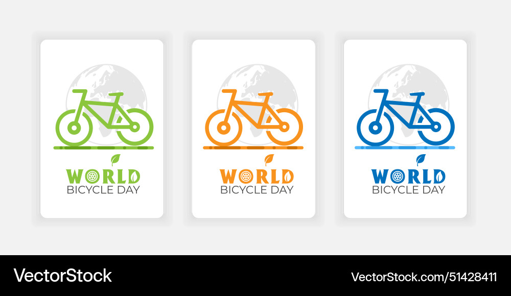 Set world bicycle day poster with colorful Vector Image