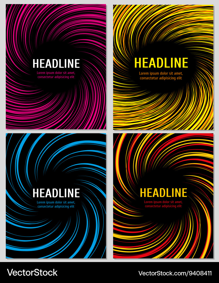 Spiral color speed lines set layout Royalty Free Vector