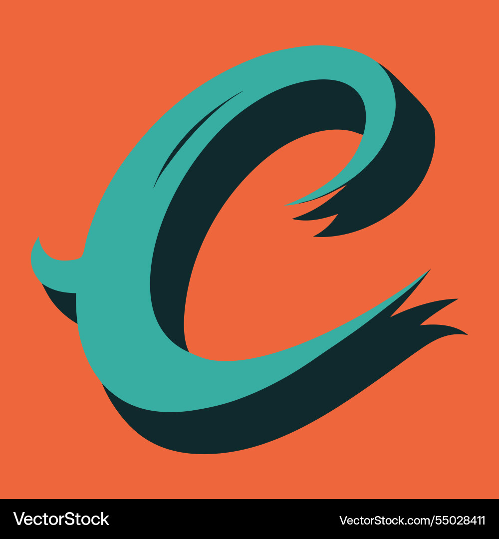 Stylized letter c black and white calligraphic Vector Image