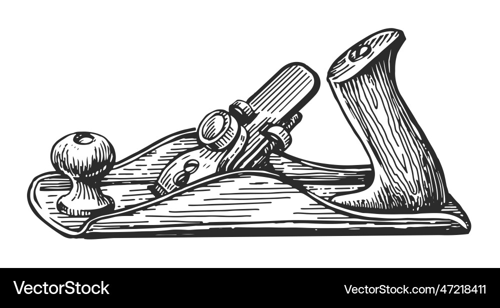 Wood shaving tool sketch carpenter planer Vector Image