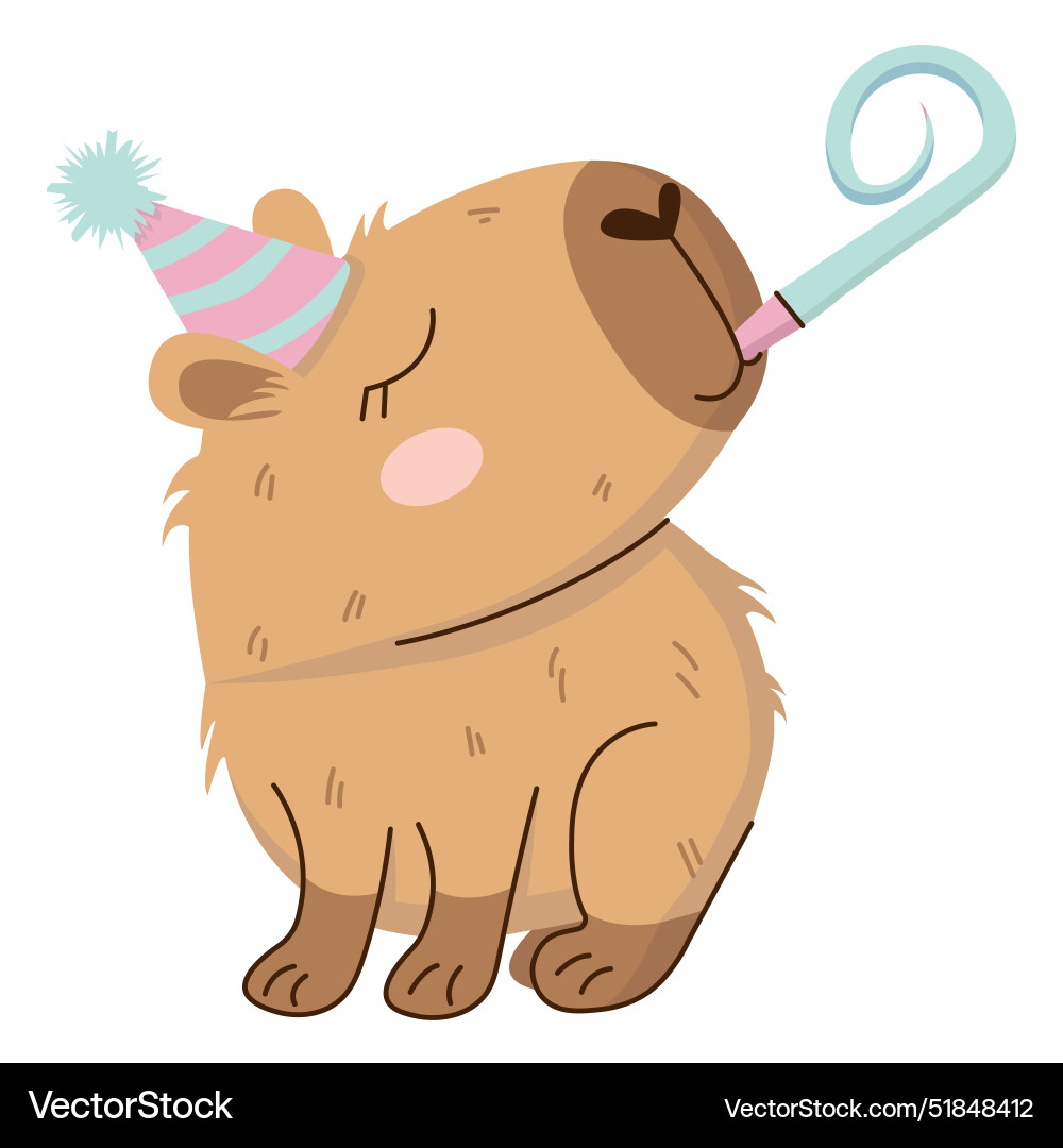 A cute and cuddly capybara character in festive Vector Image