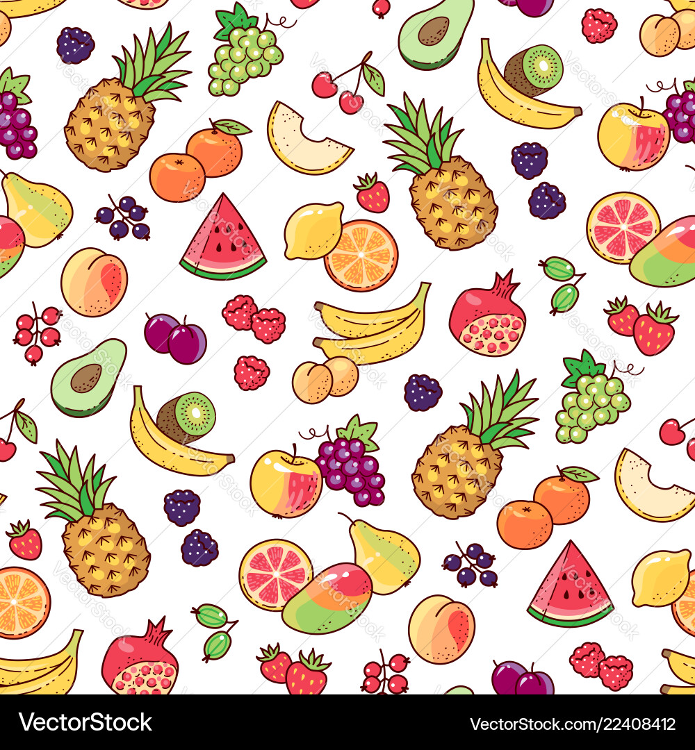 Fruit Pattern - Tropical Fruits Royalty Free Vector Image