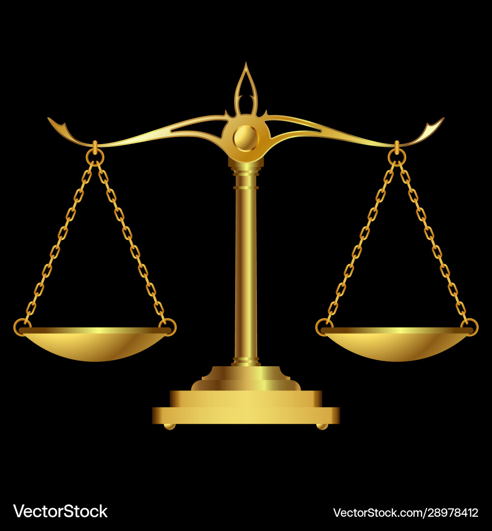 Gold scales justice Royalty Free Vector Image - VectorStock