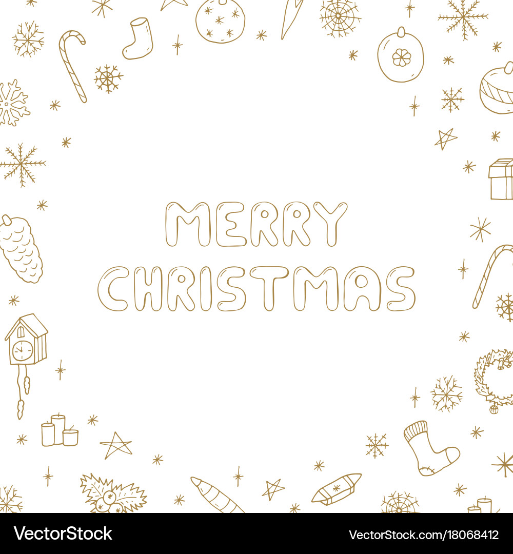 Hand drawn merry christmas frame Royalty Free Vector Image