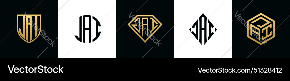 Initial letters jai logo designs bundle Royalty Free Vector