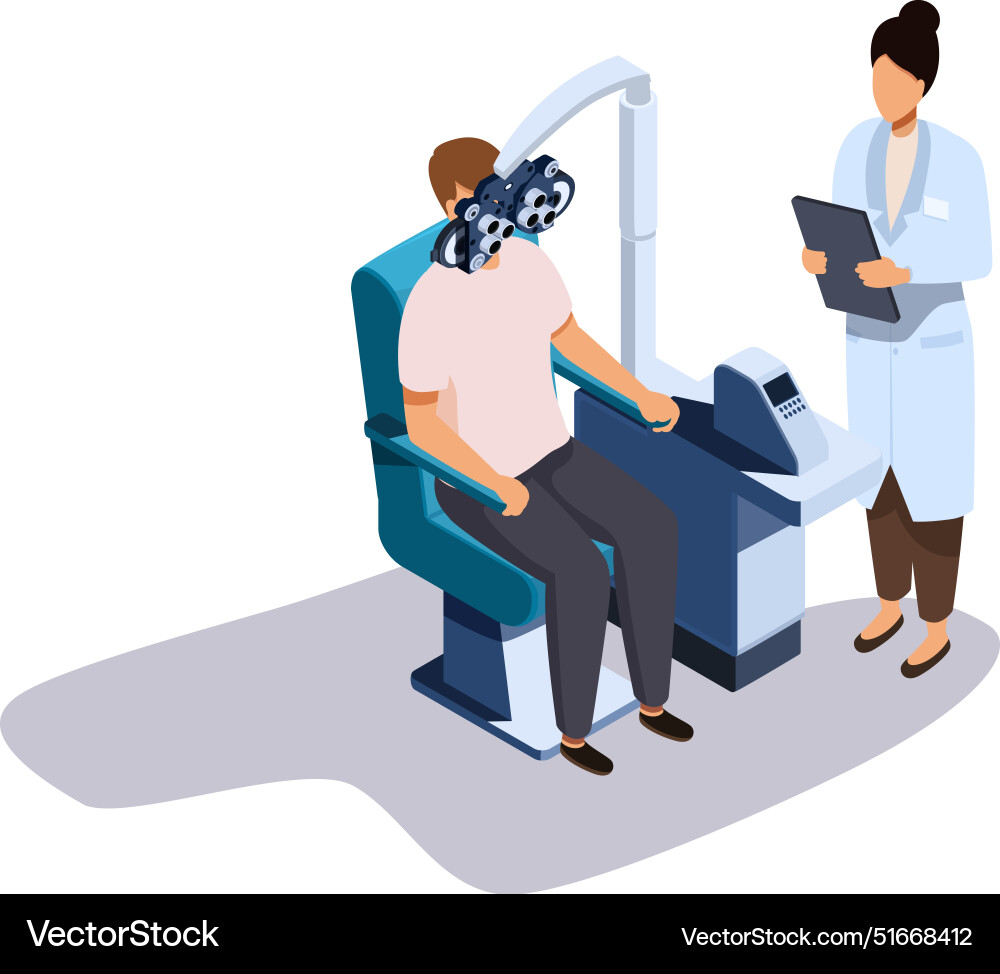 Isometric appointment with an ophthalmologist Vector Image