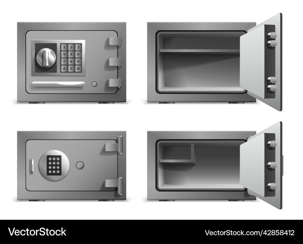 Safe lockers doors realistic set Royalty Free Vector Image