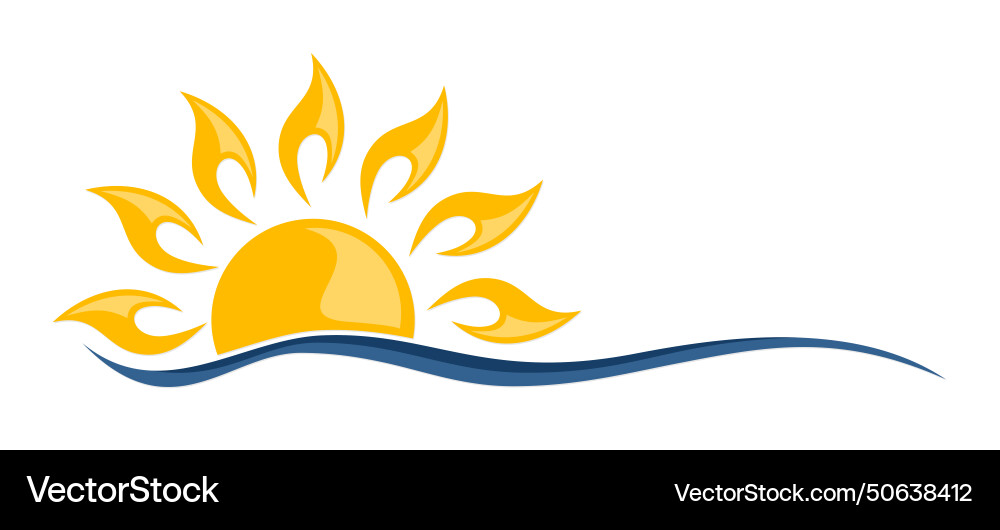 Symbol of sun and wave Royalty Free Vector Image