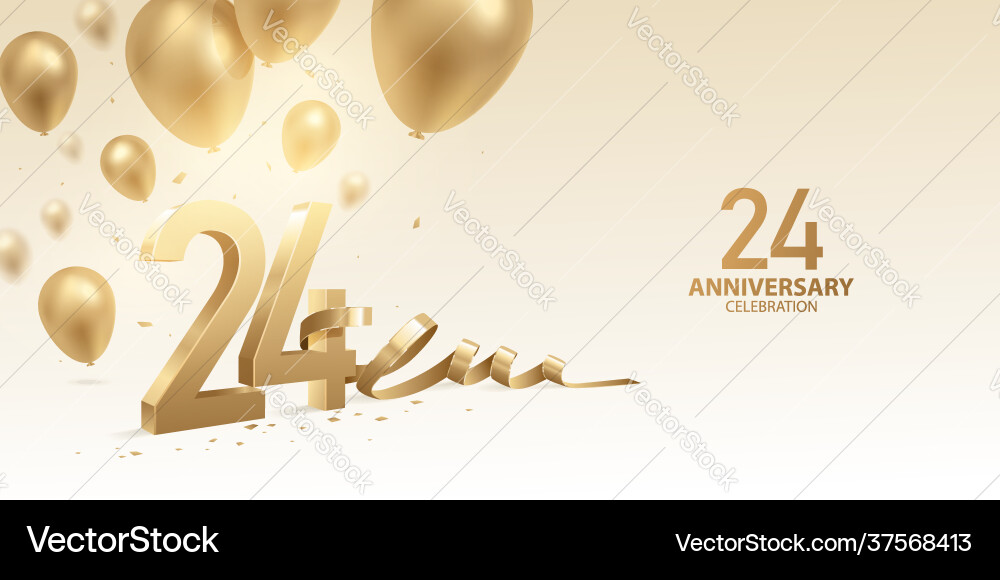 24th anniversary celebration background Royalty Free Vector