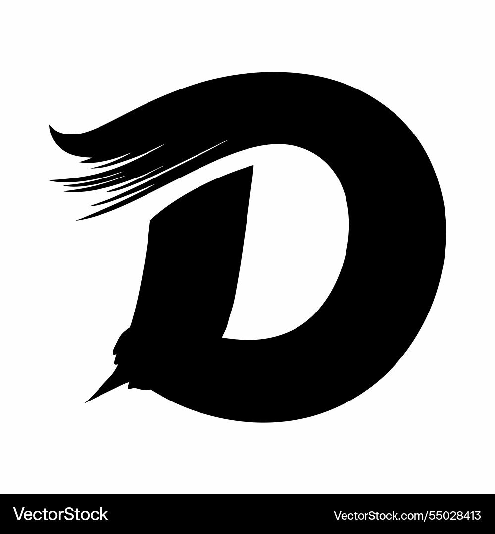 Black and white graphic design capital letter d Vector Image