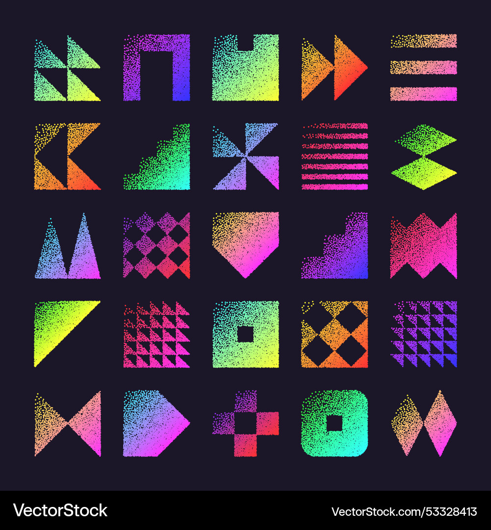 Brutalist geometric shapes dotted objects Vector Image