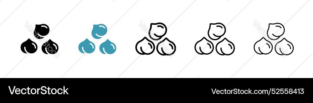 Chickpeas hummus icon set on white background Vector Image