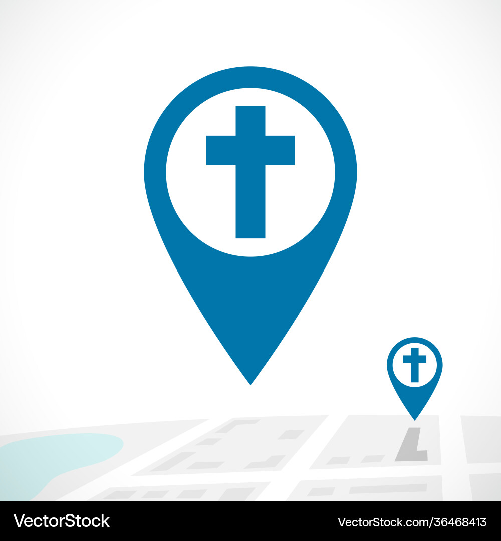 Cristian map pointers icon flat chirch Royalty Free Vector