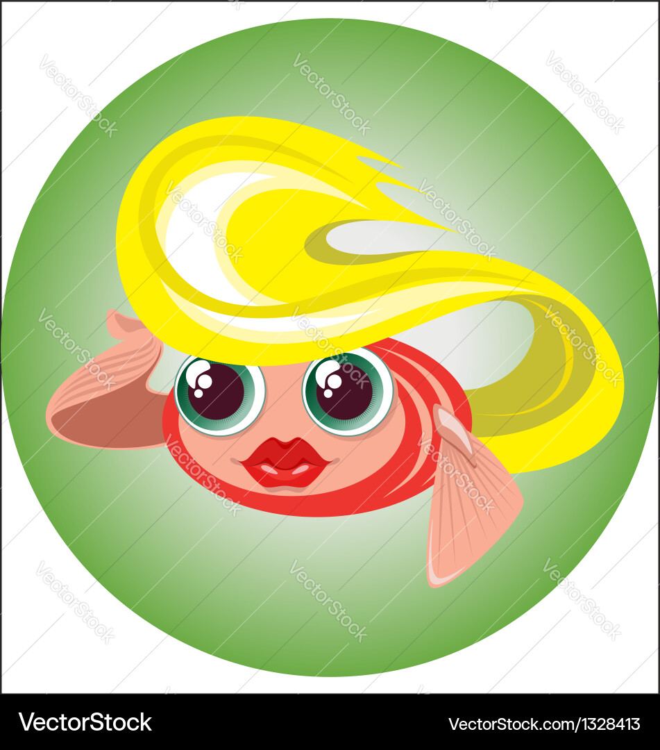 Cute blonde little fish in a circle Royalty Free Vector