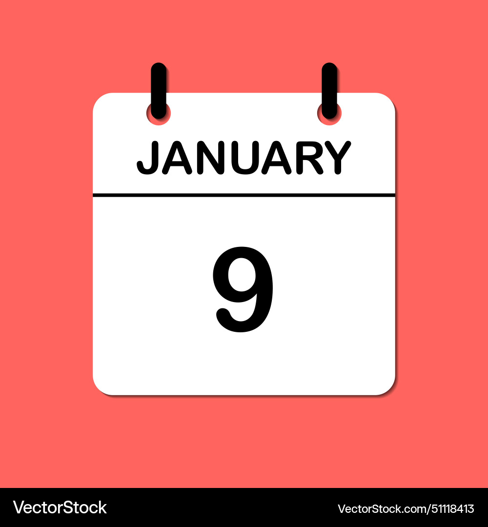 January 9 daily calendar icon for design simple Vector Image