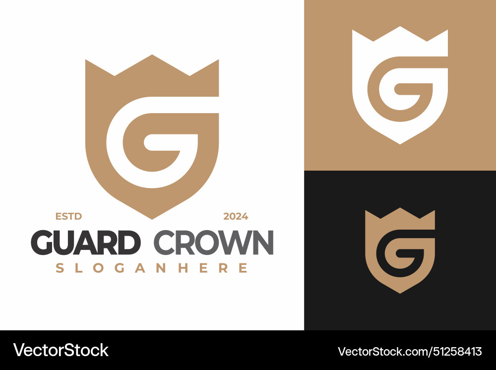 Letter g shield guard crown logo design symbol Vector Image