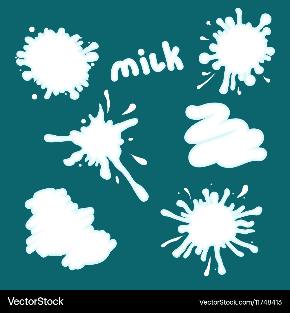 Milk splashes Royalty Free Vector Image - VectorStock