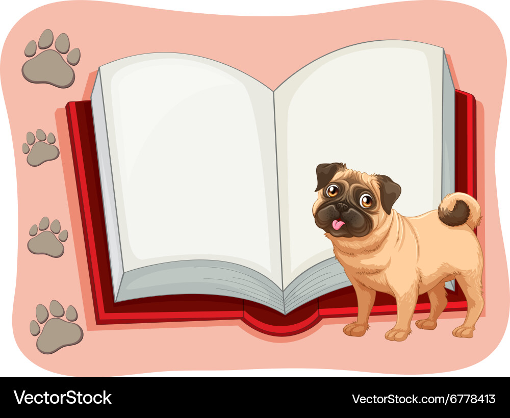 Open book and a pet dog Royalty Free Vector Image