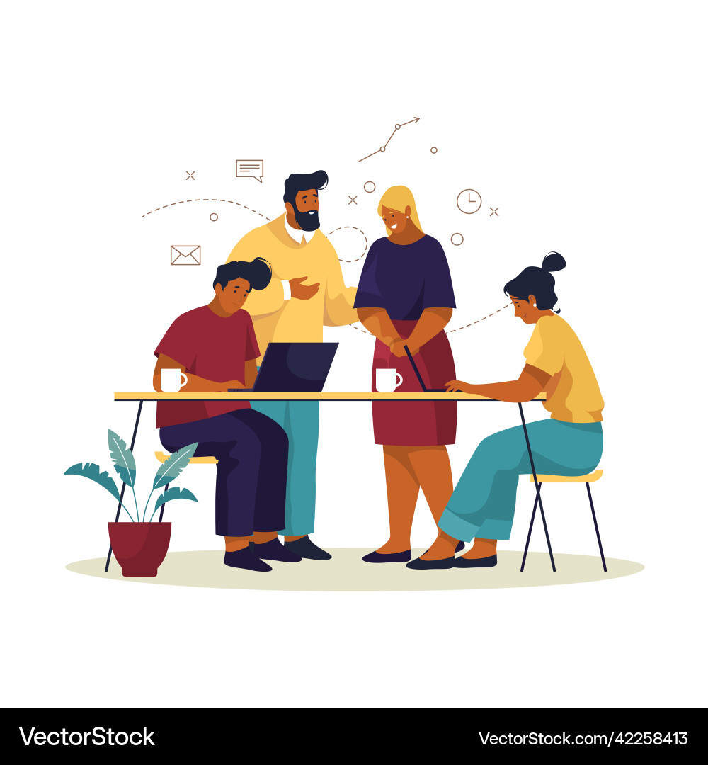 People or employees discuss project banner Vector Image