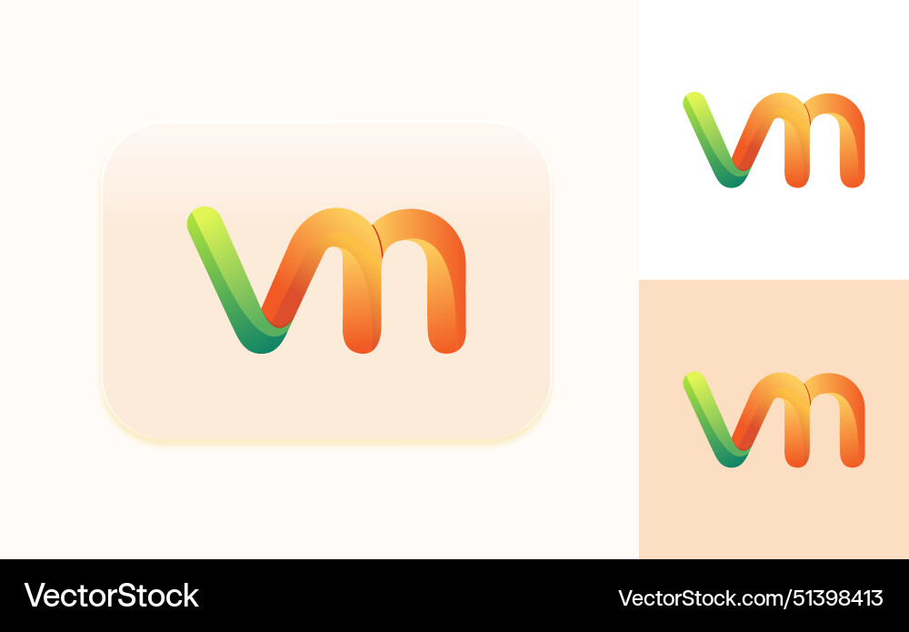 Vm letter logo design gradient color Royalty Free Vector