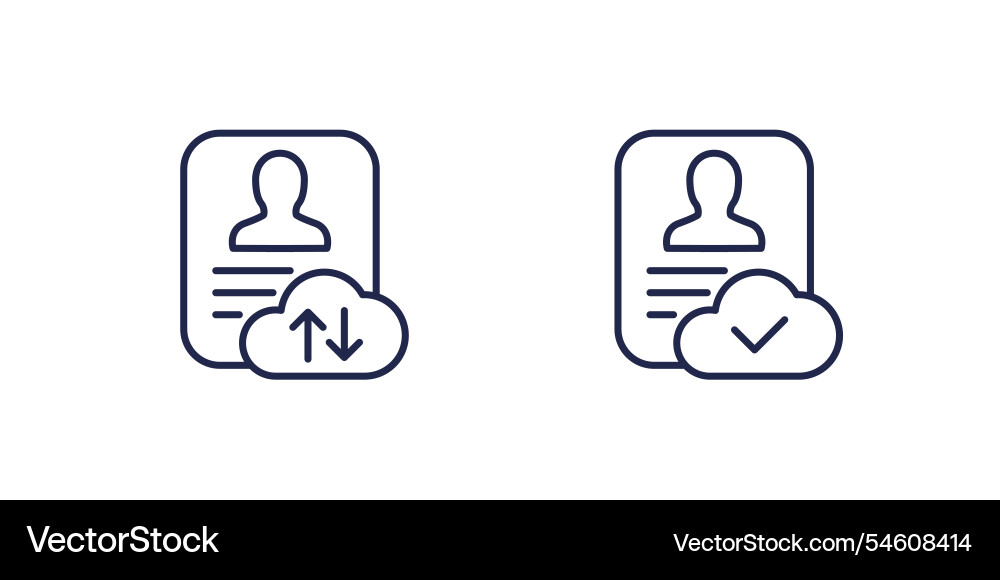 Account backup line icons personal data in cloud Vector Image