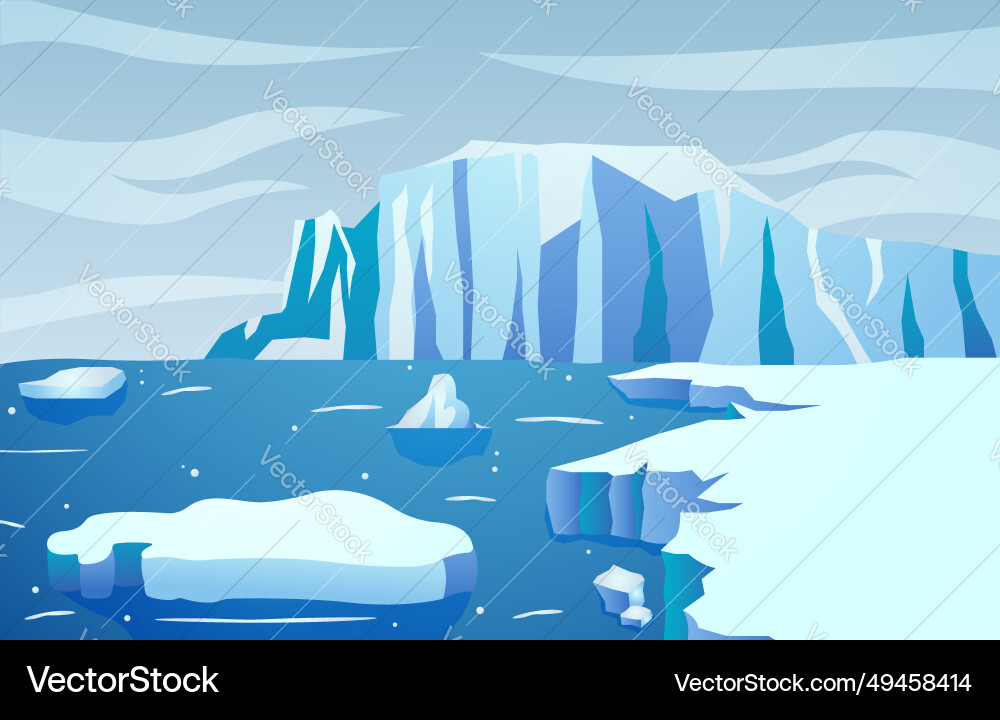 Antarctica scene flat design Royalty Free Vector Image