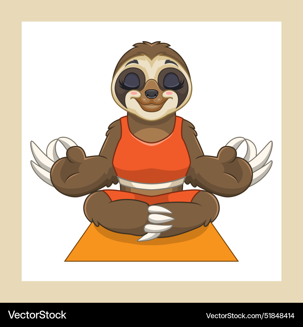 Cute sloth cartoon doing yoga Royalty Free Vector Image