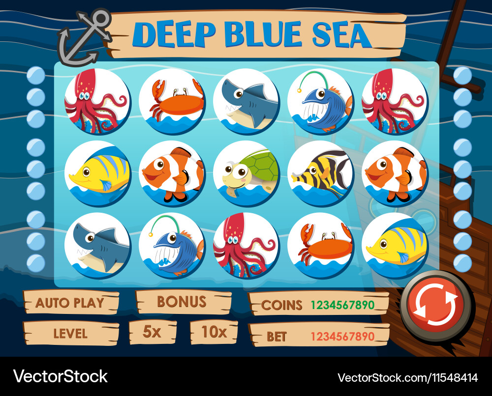 Game template with sea animals Royalty Free Vector Image