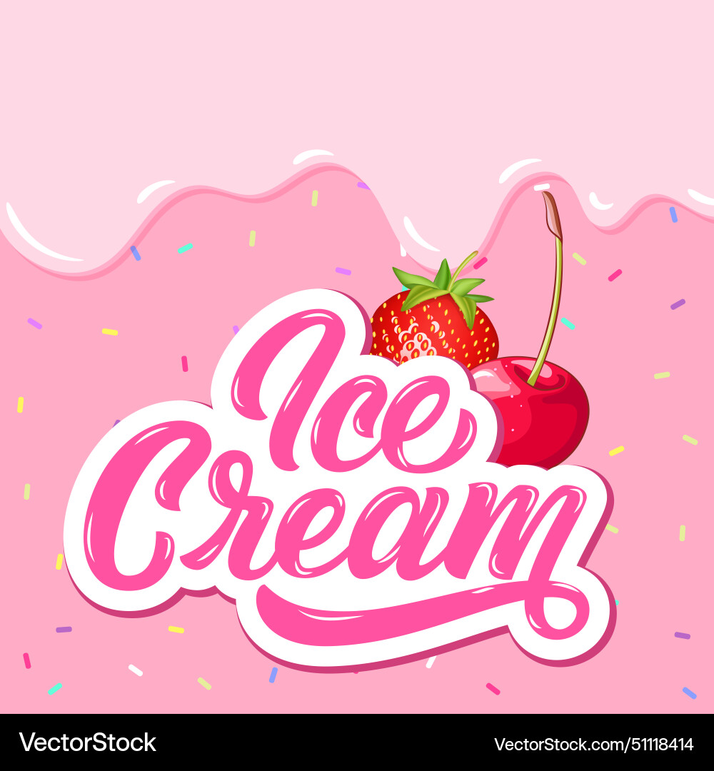 Ice cream hand lettering custom typography Vector Image