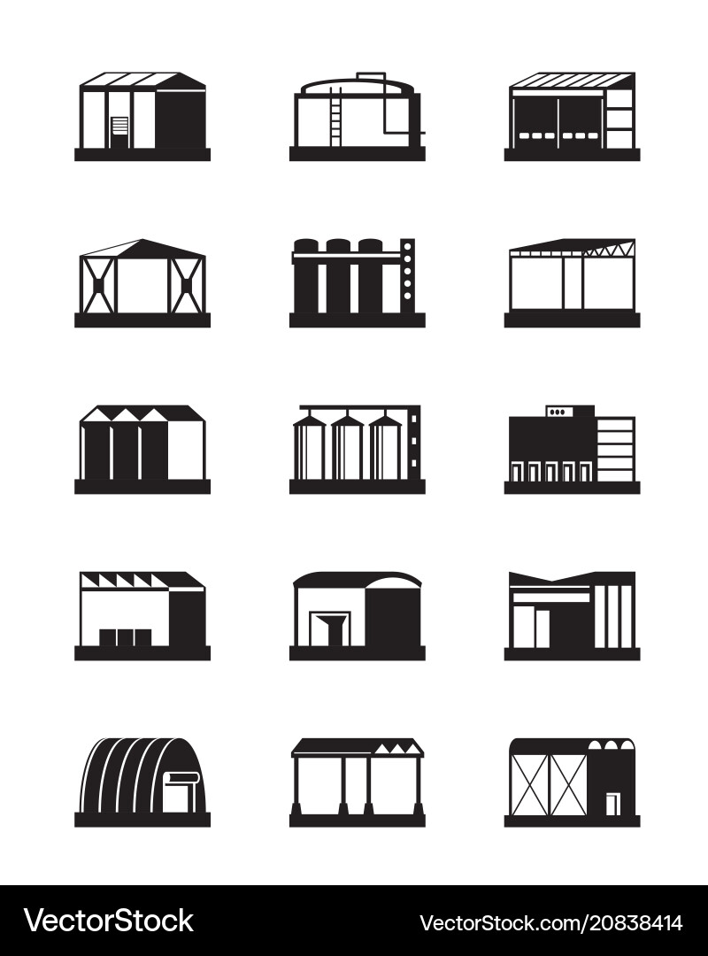 Industrial Warehouse Icon Collection Royalty Free Vector
