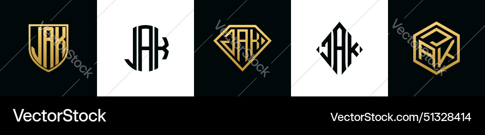 Initial letters jak logo designs bundle Royalty Free Vector